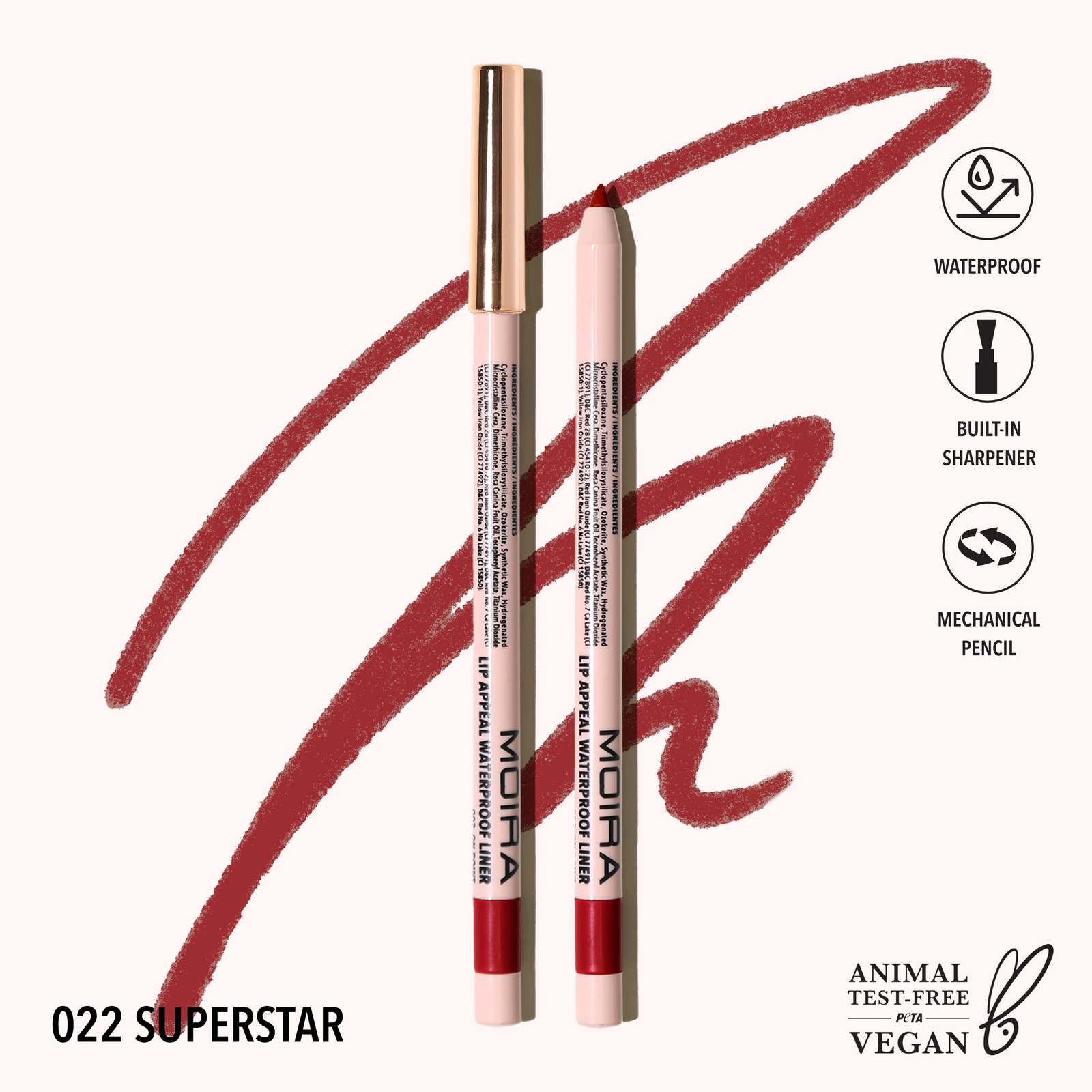 Lip Appeal Waterproof Liner (022, Super Star) | MOIRA Cosmetics