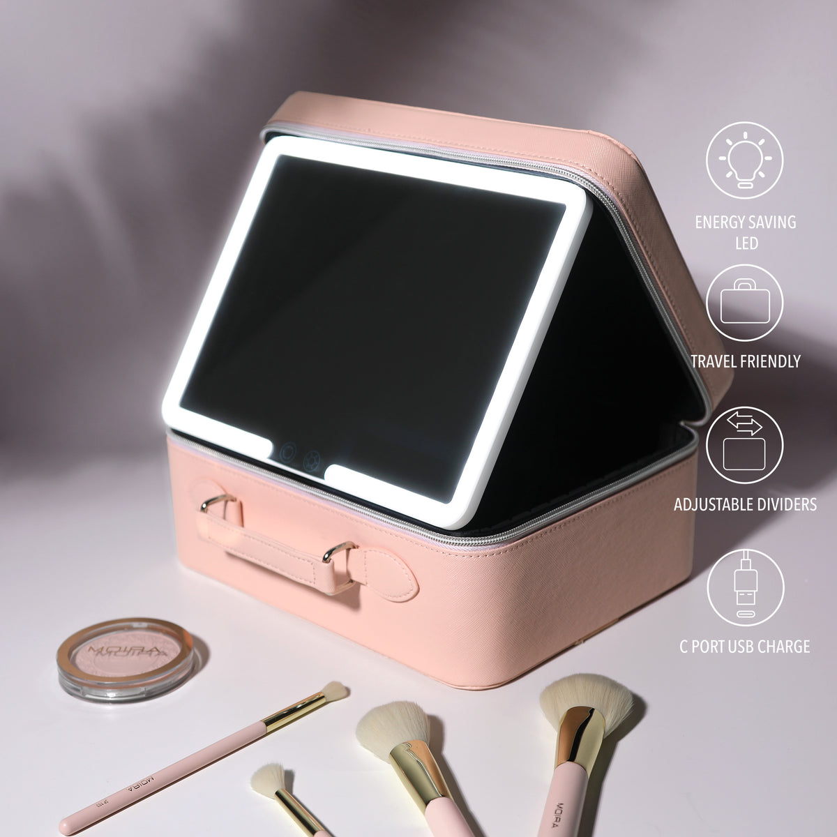 Rechargeable LED Mirror Travel Makeup Case – MOIRA BEAUTY
